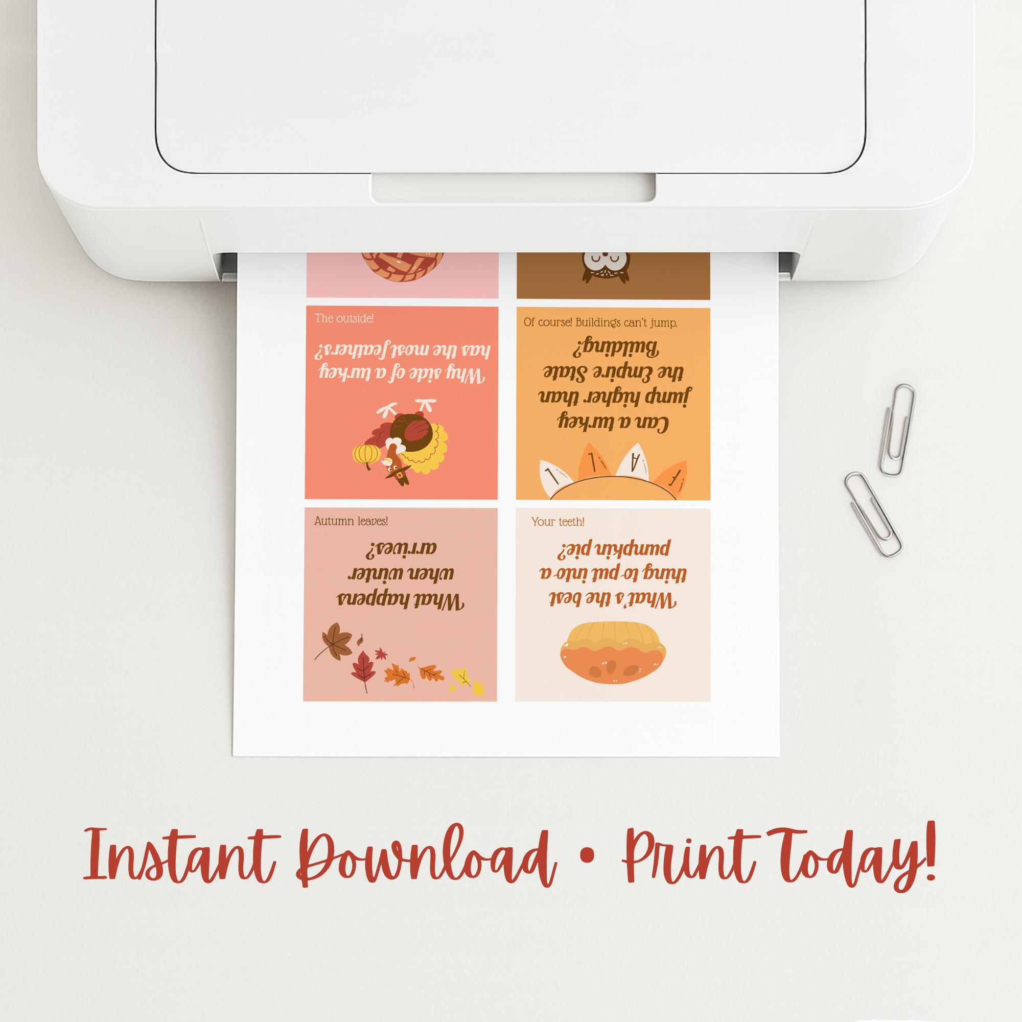 Fall Jokes Lunchbox Notes for Kids | Autumn Lunchbox Joke Cards | Fall ...