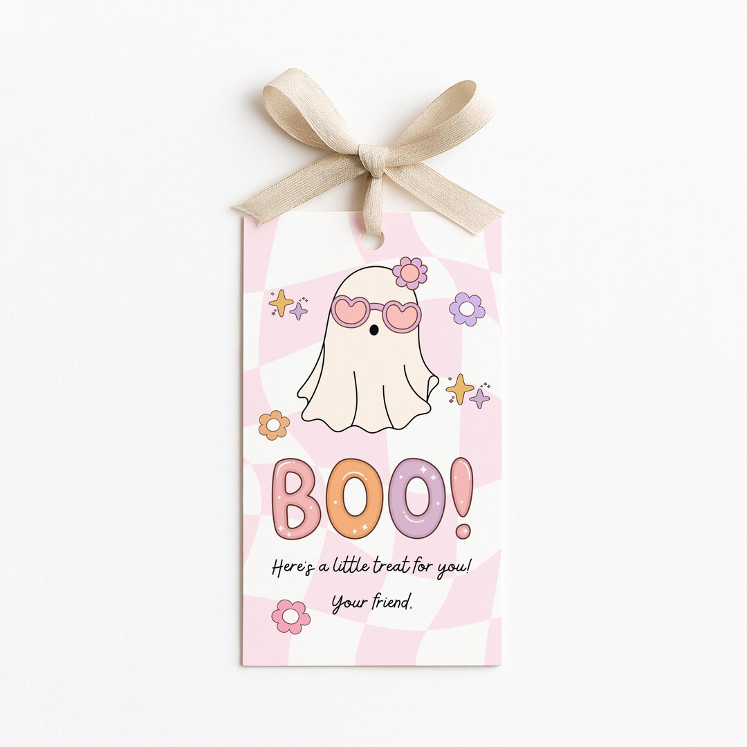 Retro Halloween Gift Tag Printable | Spooky Cute Ghost Classroom Favor ...