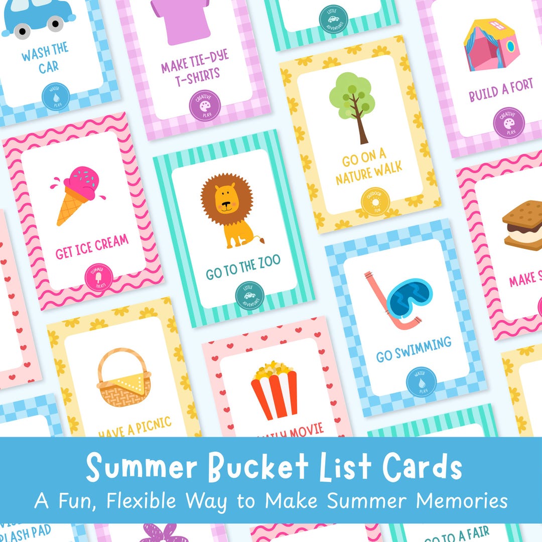 Summer Bucket List Cards Printable | Summer Activities Cards | Summer ...