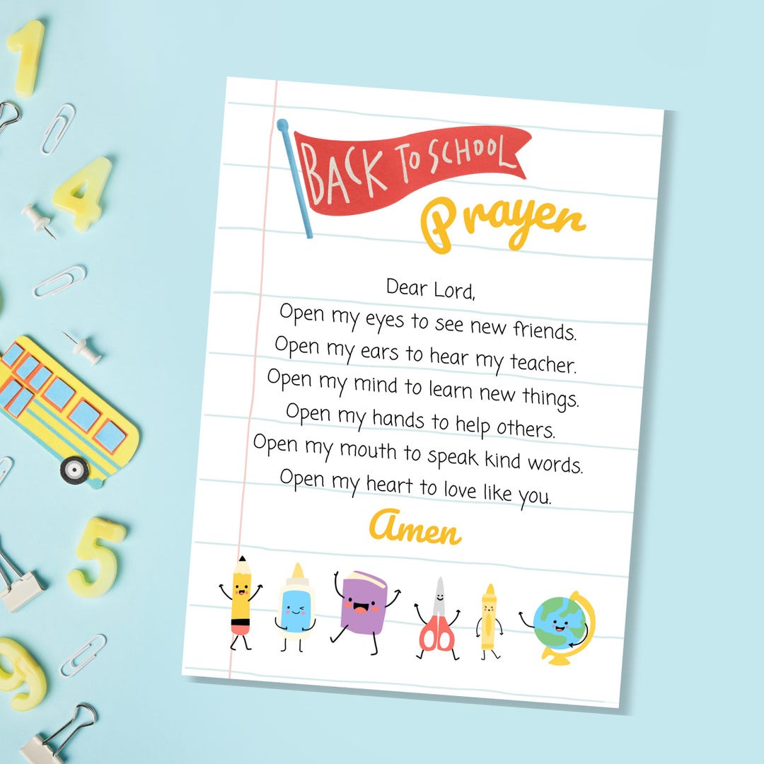 Back to School Prayer Card | First Day of School Blessing Classroom ...