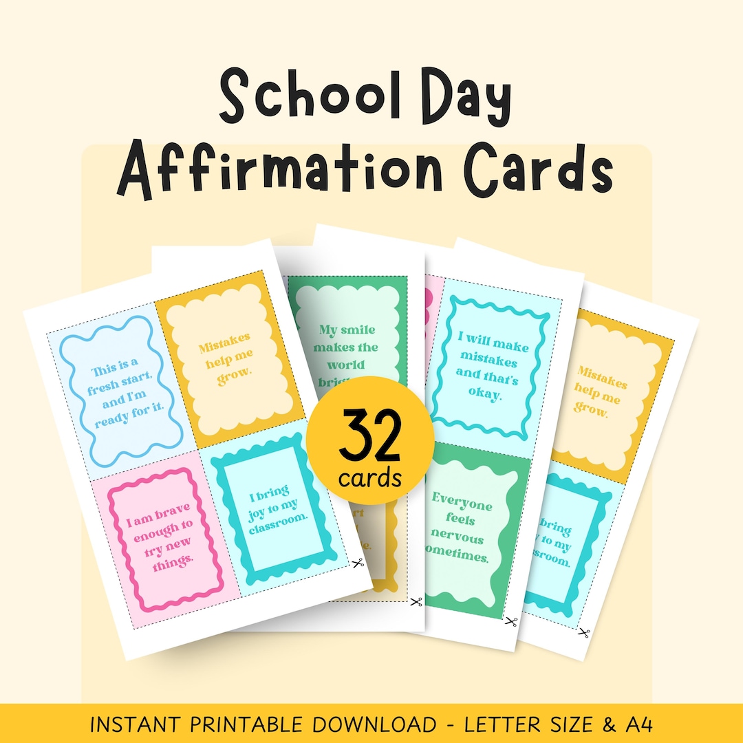 School Affirmation Cards for Kids Printable | School Day Morning ...