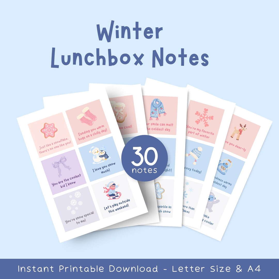Winter Lunchbox Notes for Kids | Cozy Winter Lunchbox Love Positive ...