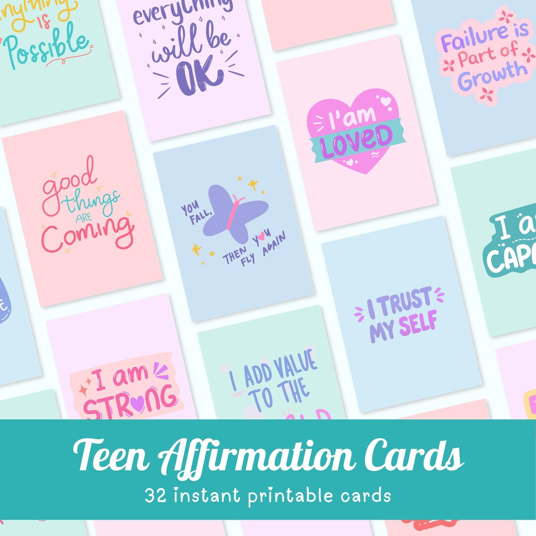 Teen Affirmation Cards Printable | Self-esteem and Encouragement Cards ...