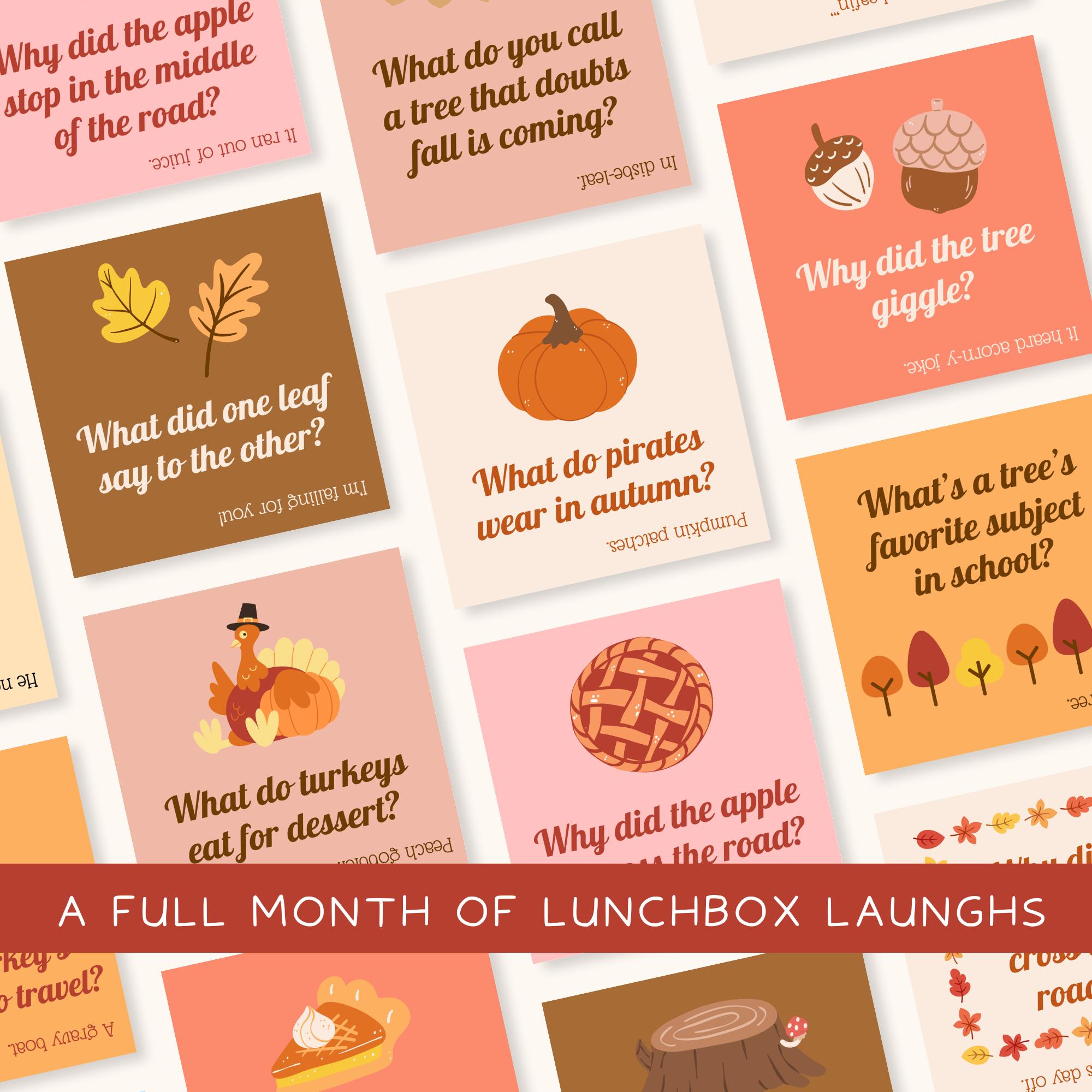 Fall Jokes Lunchbox Notes for Kids | Autumn Lunchbox Joke Cards | Fall ...