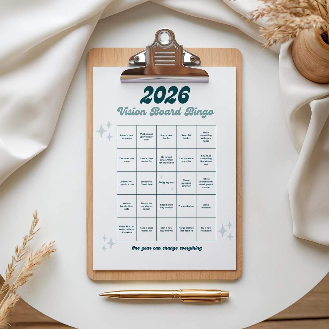 2026 Vision Board Bingo Editable Canva Template | 2026 Goals Planner ...