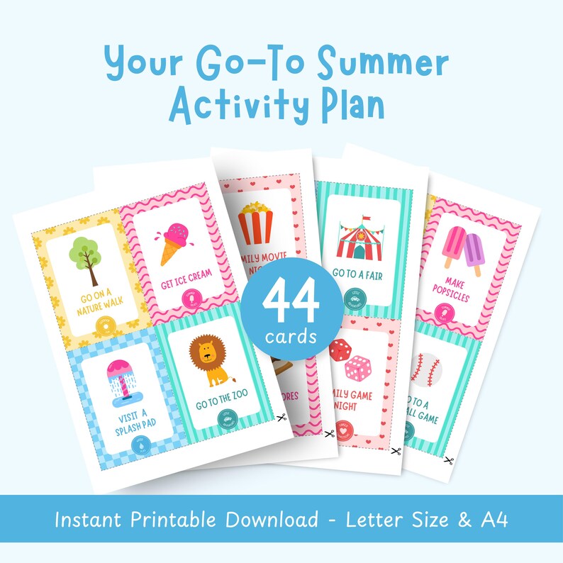 Summer Bucket List Cards Printable | Summer Activities Cards | Summer ...