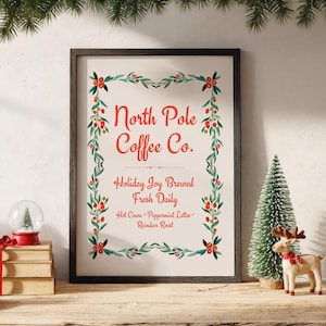 Vintage Christmas Coffee Bar Decor Printable | North Pole Coffee Co ...