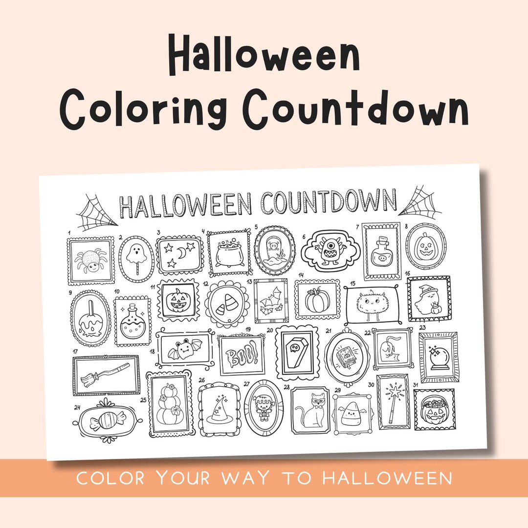 Halloween Countdown Coloring Page for Kids | Spooky Cute October ...