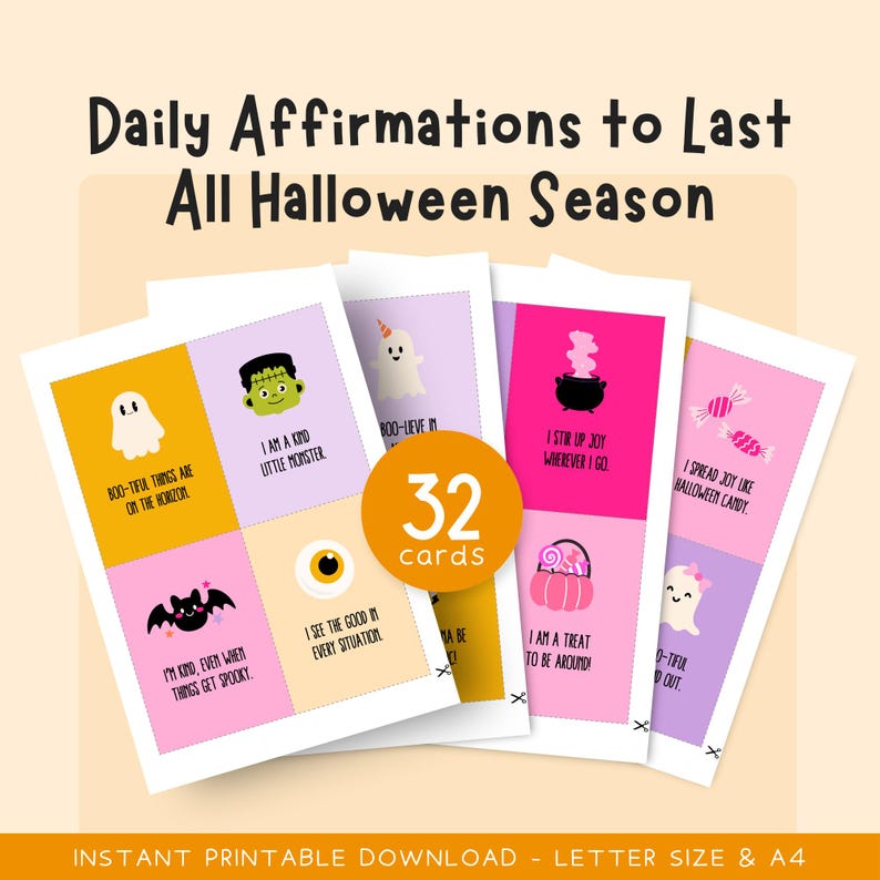 Halloween Affirmation Cards for Kids | Spooky Cute Positive Notes for ...