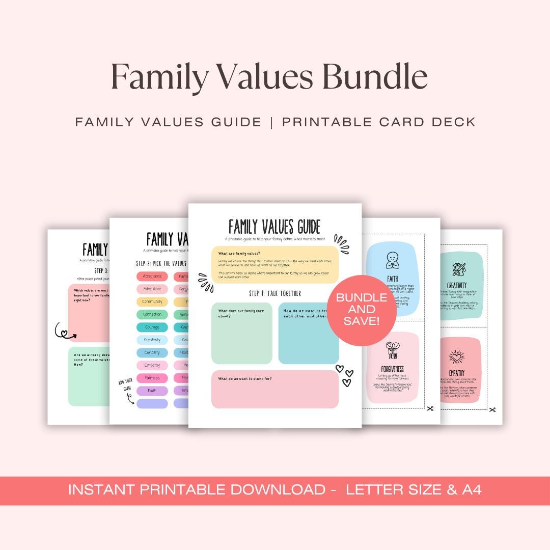 Family Values Bundle | Printable Card Deck + Family Meeting Guide ...