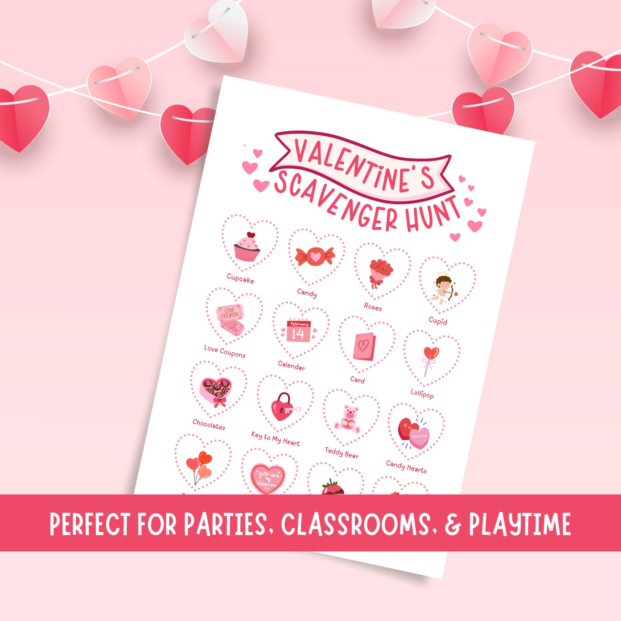 Valentines Scavenger Hunt for Kids | Valentines Day Hunt | Valentines ...