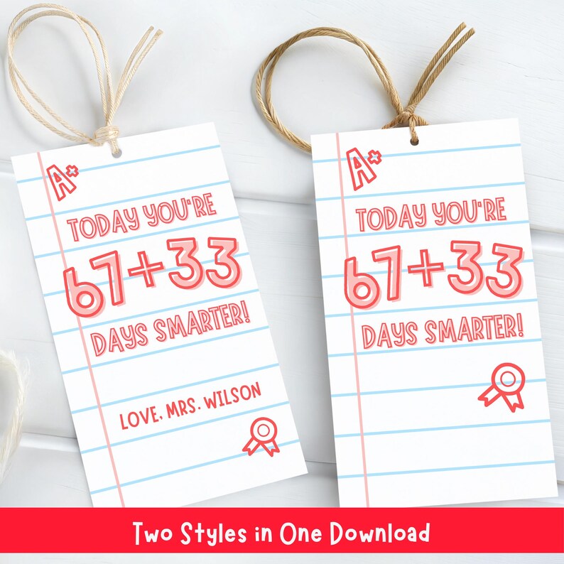 Editable 100th Day of School Gift Tag | 6-7 Slang 100 Days Smarter Gift ...