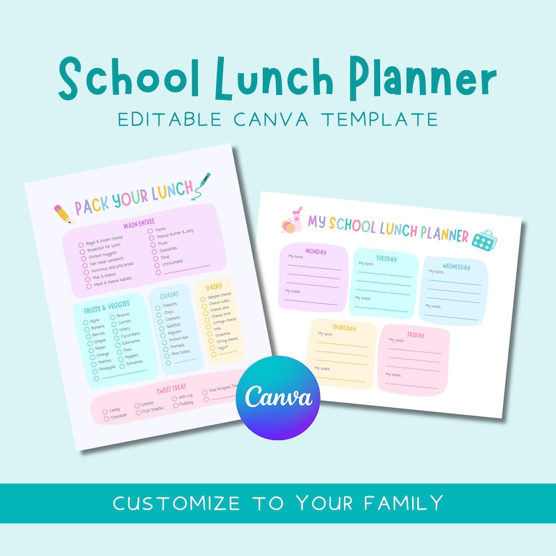Weekly Lunchbox Planner - Etsy