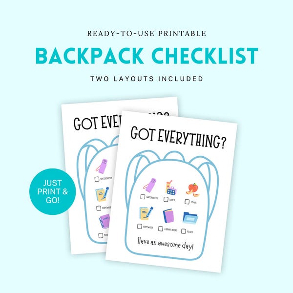 School Day Checklist - Etsy