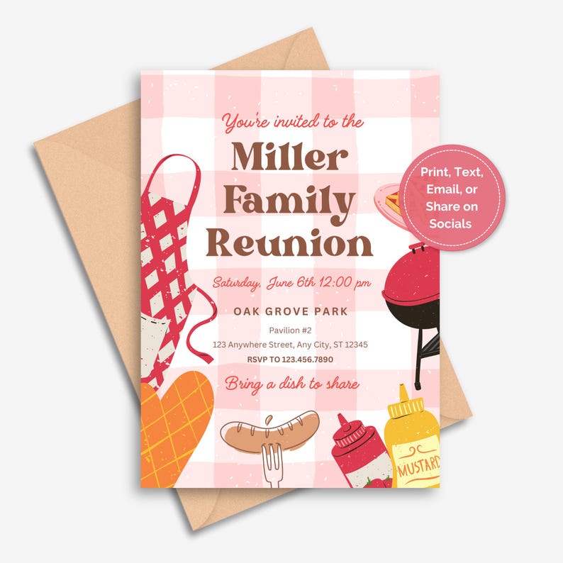 Editable Family Reunion Invitation | Family Get Together | Summer ...