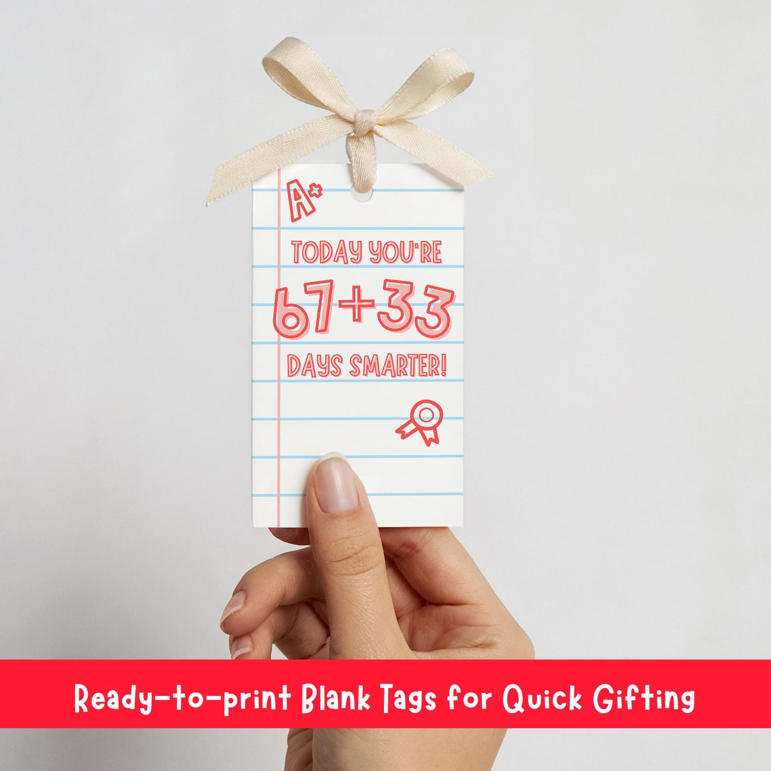 Editable 100th Day of School Gift Tag | 6-7 Slang 100 Days Smarter Gift ...