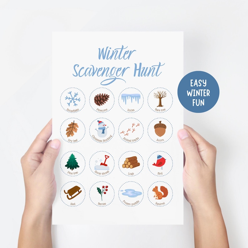 Winter Scavenger Hunt for Kids | Indoor and Outdoor Treasure Hunt ...