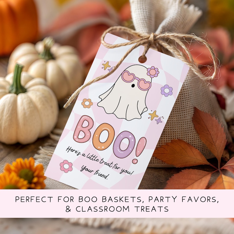 Retro Halloween Gift Tag Printable | Spooky Cute Ghost Classroom Favor ...