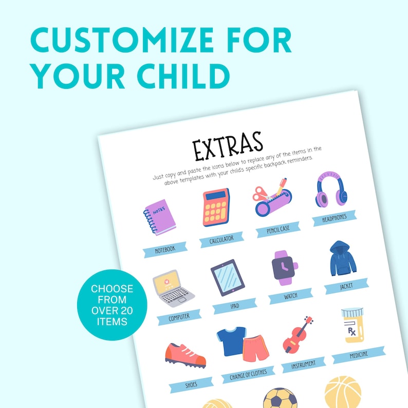 Backpack Checklist Kids Editable Back to School Kindergarten Backpack ...