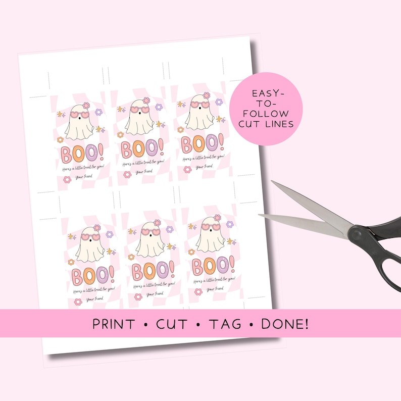 Retro Halloween Gift Tag Printable | Spooky Cute Ghost Classroom Favor ...
