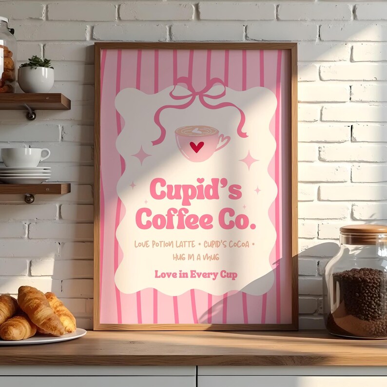 Valentines Coffee Bar Decor Printable | Cupid's Coffee Co Valentine's ...