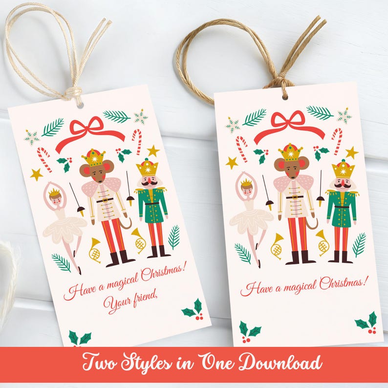 Christmas Nutcracker Gift Tags | Nutcracker Ballet Printable Gift Tag ...