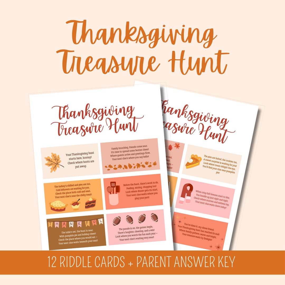 Thanksgiving Treasure Hunt Party Game for Kids | Fall Kids Scavenger ...