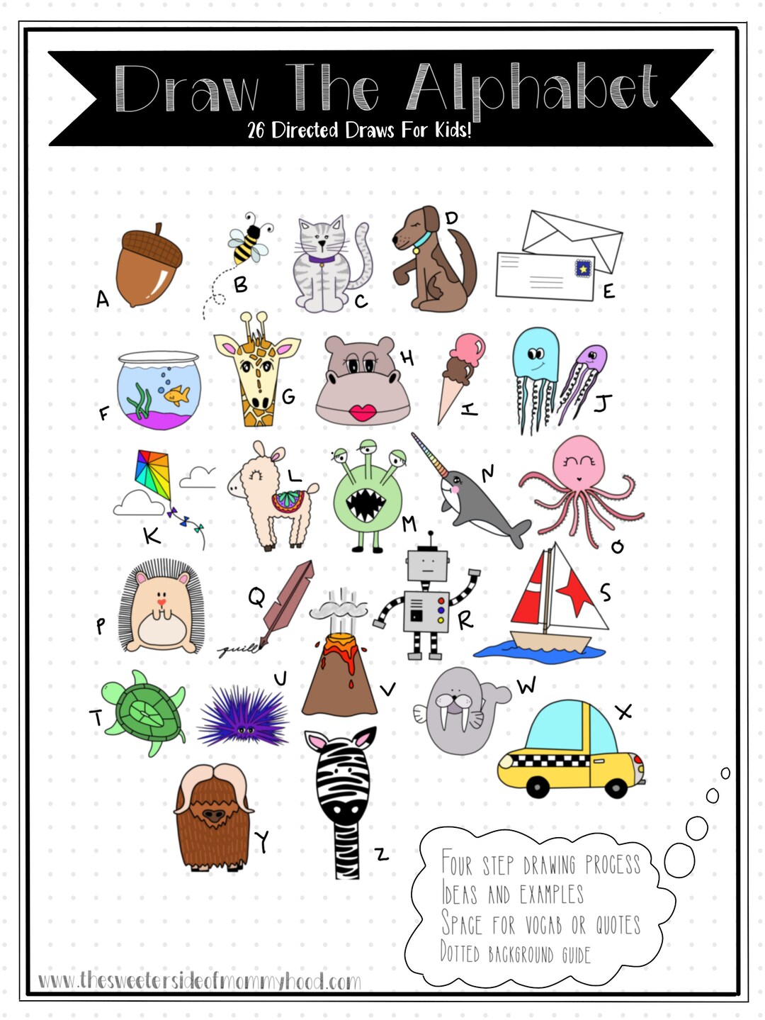 How to Draw 26 Alphabet Doodles for Kids - Etsy