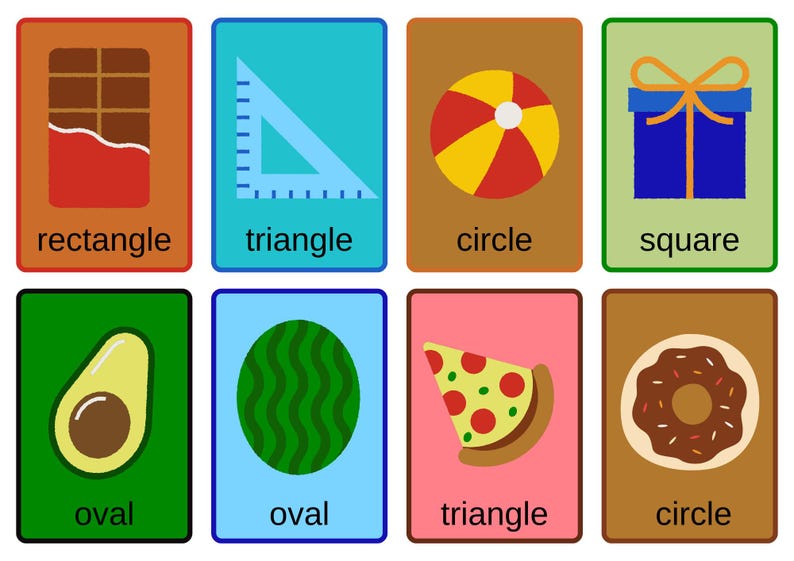 Colorful Shapes Flashcards for Kids – Circle, Square, Triangle, Oval ...
