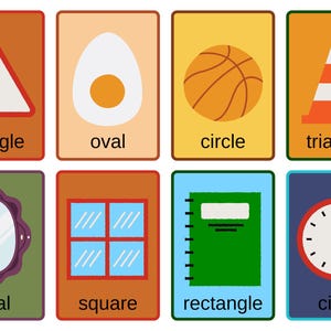 Colorful Shapes Flashcards for Kids – Circle, Square, Triangle, Oval ...