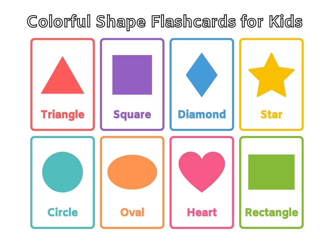 Colorful Shape Flashcards for Kids, Learn Basic Shapes, Preschool ...