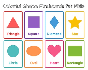 Colorful Shape Flashcards for Kids, Learn Basic Shapes, Preschool ...