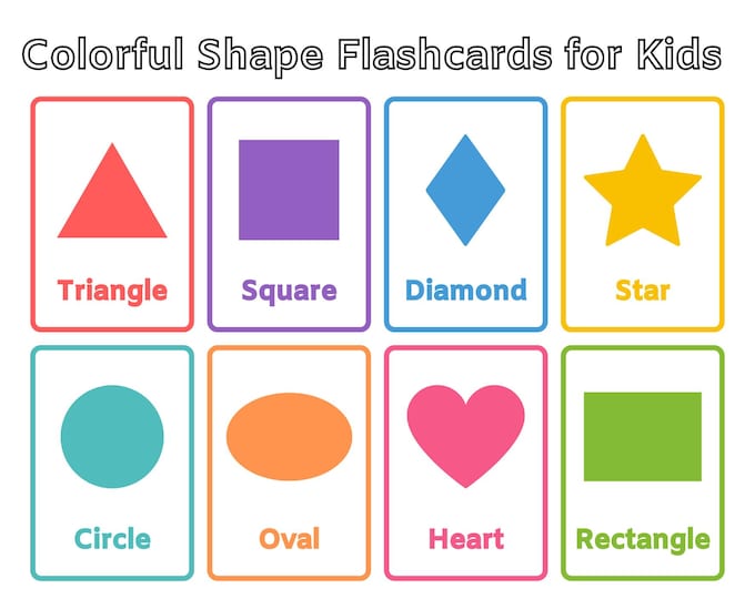 Colorful Shape Flashcards for Kids, Learn Basic Shapes, Preschool ...