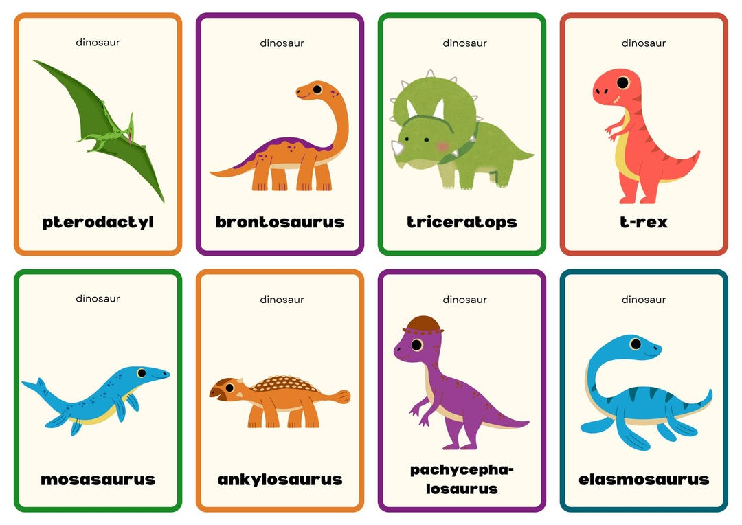 Dinosaur Flashcards: Fun Dino Learning, Classroom Decor (PDF Download ...