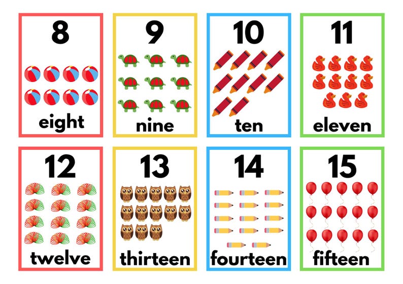 Numbers Flashcards 0–20, Educational Counting Cards for Kids, Bright ...