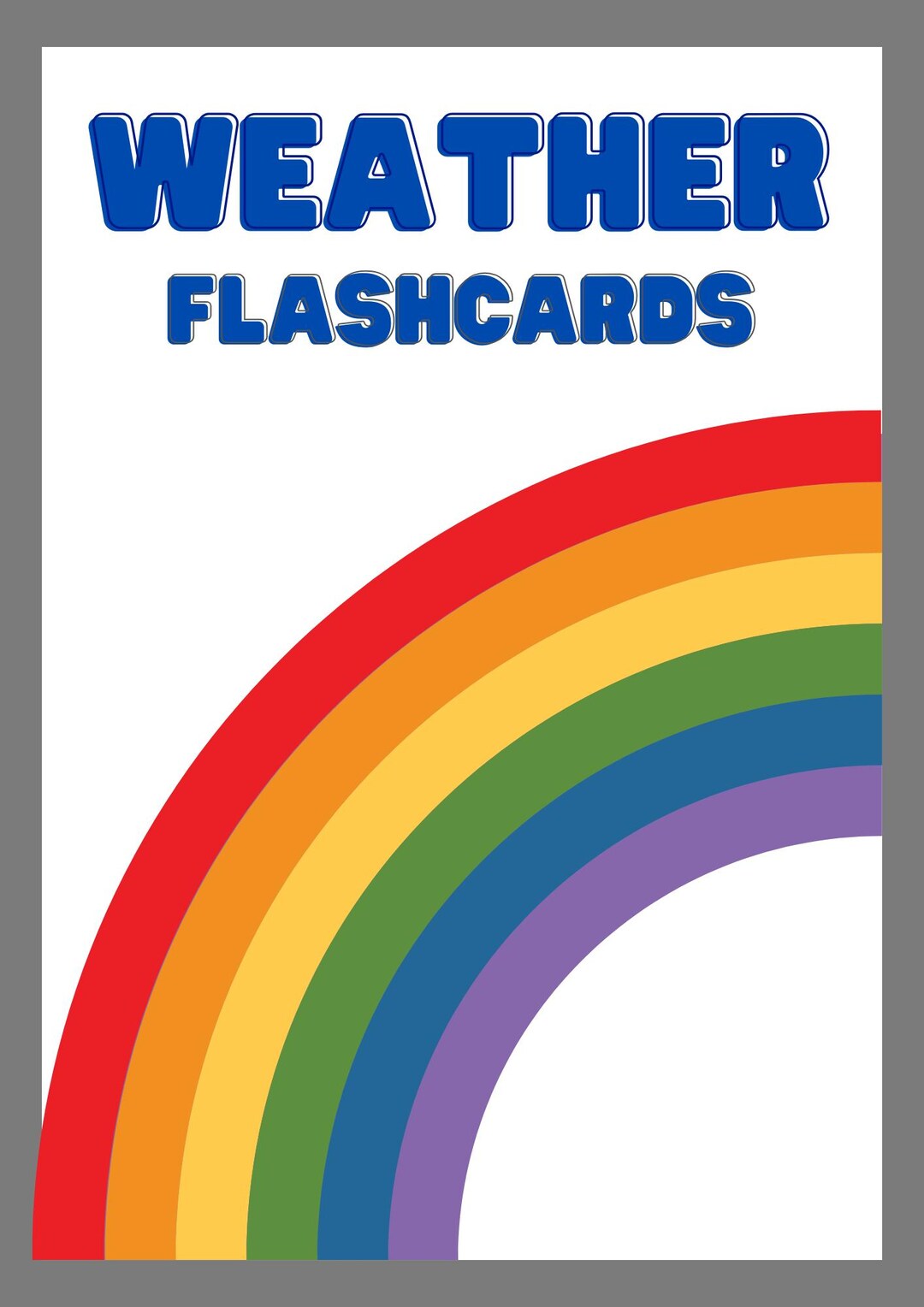 Colorful Weather Flashcards for Kids, Learning Weather Vocabulary With ...