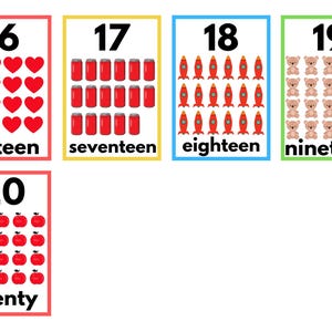 Numbers Flashcards 0–20, Educational Counting Cards for Kids, Bright ...