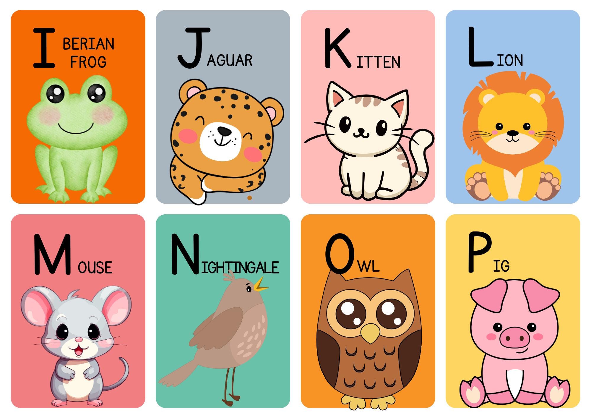 Animal Alphabet Flashcards: A-Z Learning Cards for Kids (digital ...