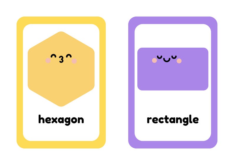 Colorful Illustrated Shapes Vocabulary Flashcards, Preschool and ...
