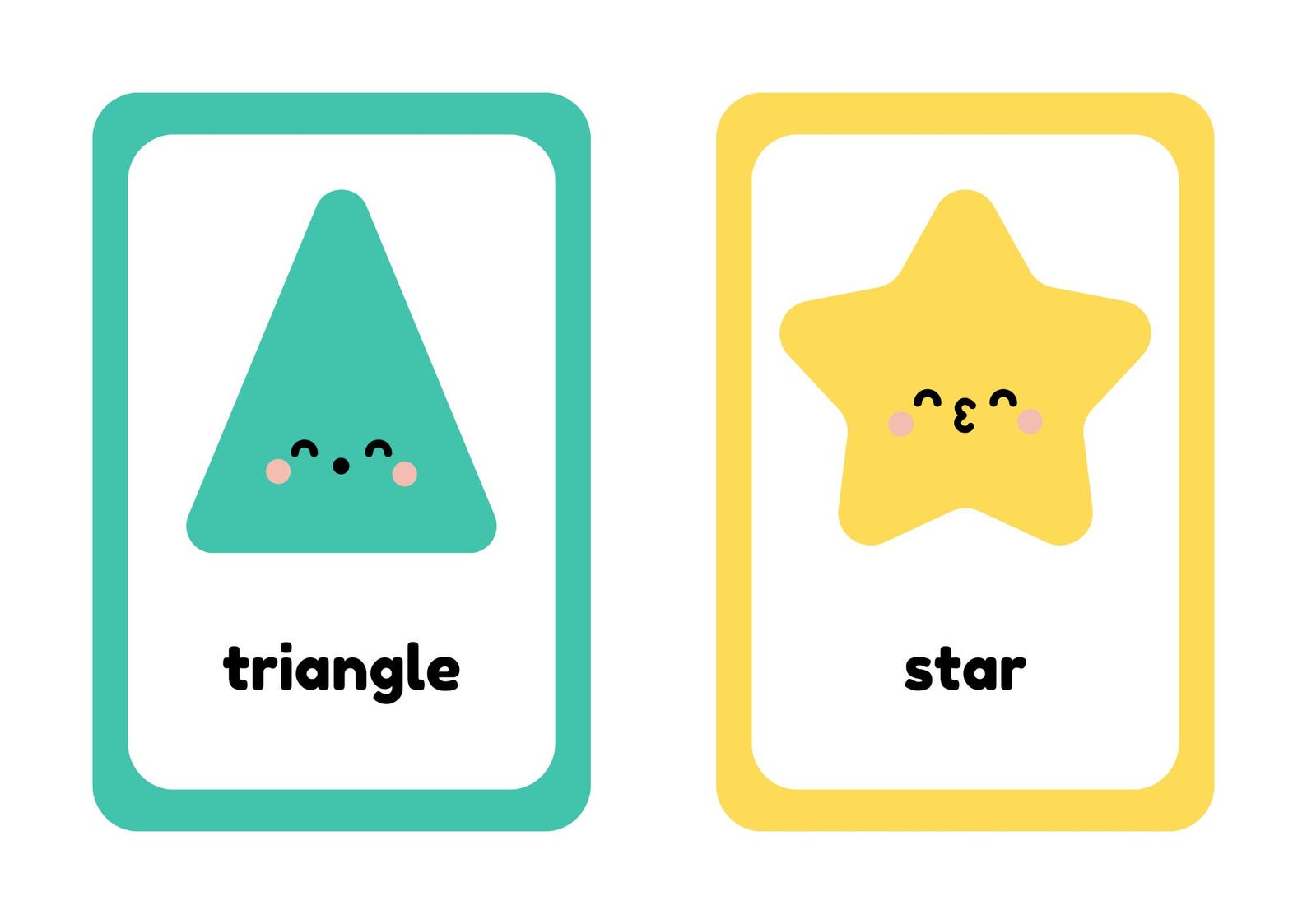 Colorful Illustrated Shapes Vocabulary Flashcards, Preschool and ...