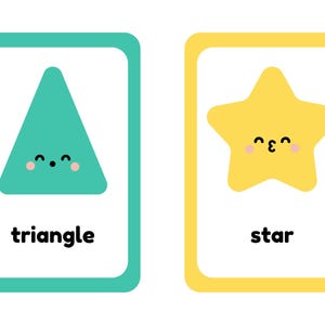 Colorful Illustrated Shapes Vocabulary Flashcards, Preschool and ...