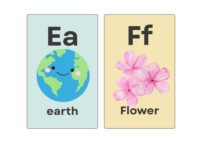 Colorful Alphabet Flashcards A–Z – Educational Learning Cards for Kids ...