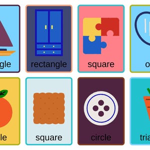 Colorful Shapes Flashcards for Kids – Circle, Square, Triangle, Oval ...