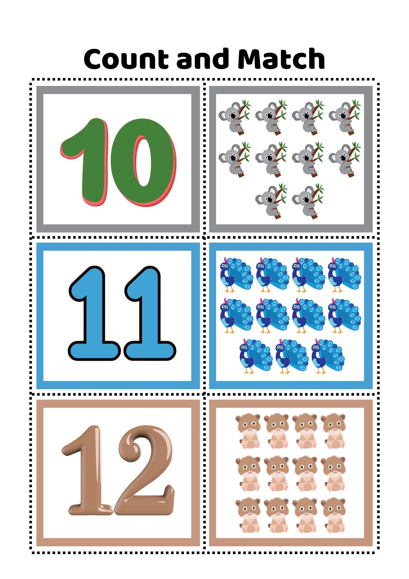 Animal Counting Flashcards: Fun Preschool Math Activity (printable PDF ...