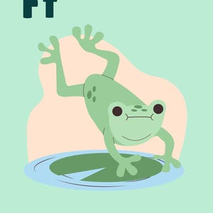 Green Alphabet Chart Poster: A-Z Animal & Fruit Flashcards (digital ...