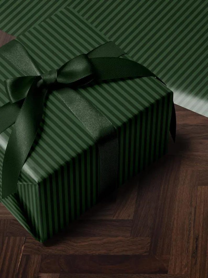 Elegant Dark Green Striped Wrapping Paper – Luxury Gift Wrap for ...