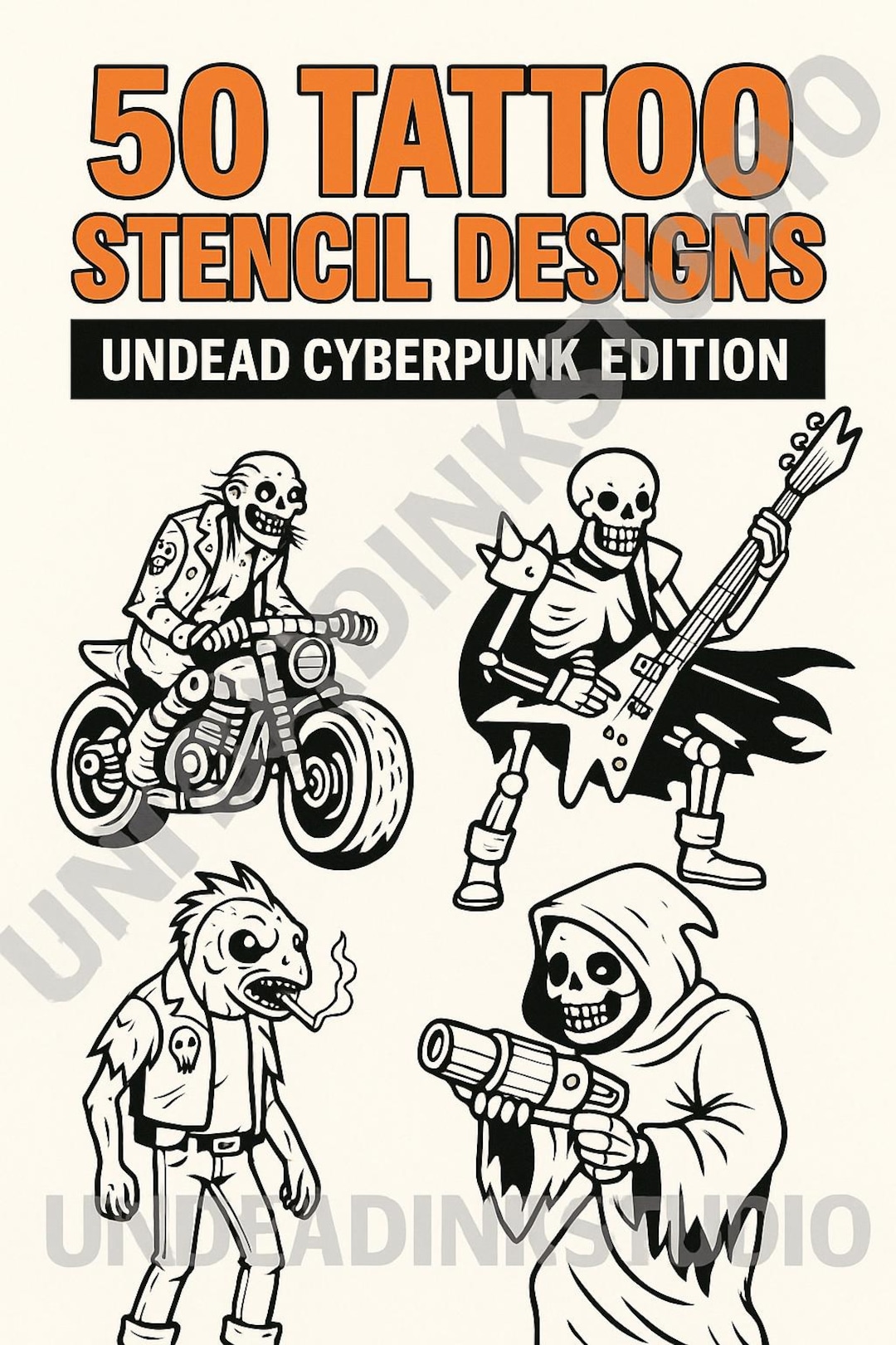 50 Undead Cyberpunk Tattoo Stencil Designs – Original Character Flash ...