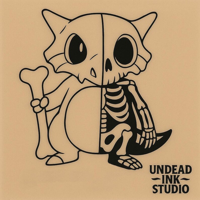 Cubone Tattoo Stencil | Zombie X-ray Flash Sheet | Printable Line Art ...
