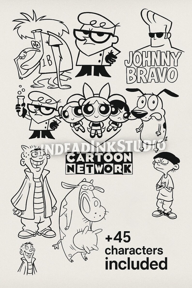 Cartoon Network Tattoo Flash Pack Vol. 1 – 55+ Characters – Printable ...