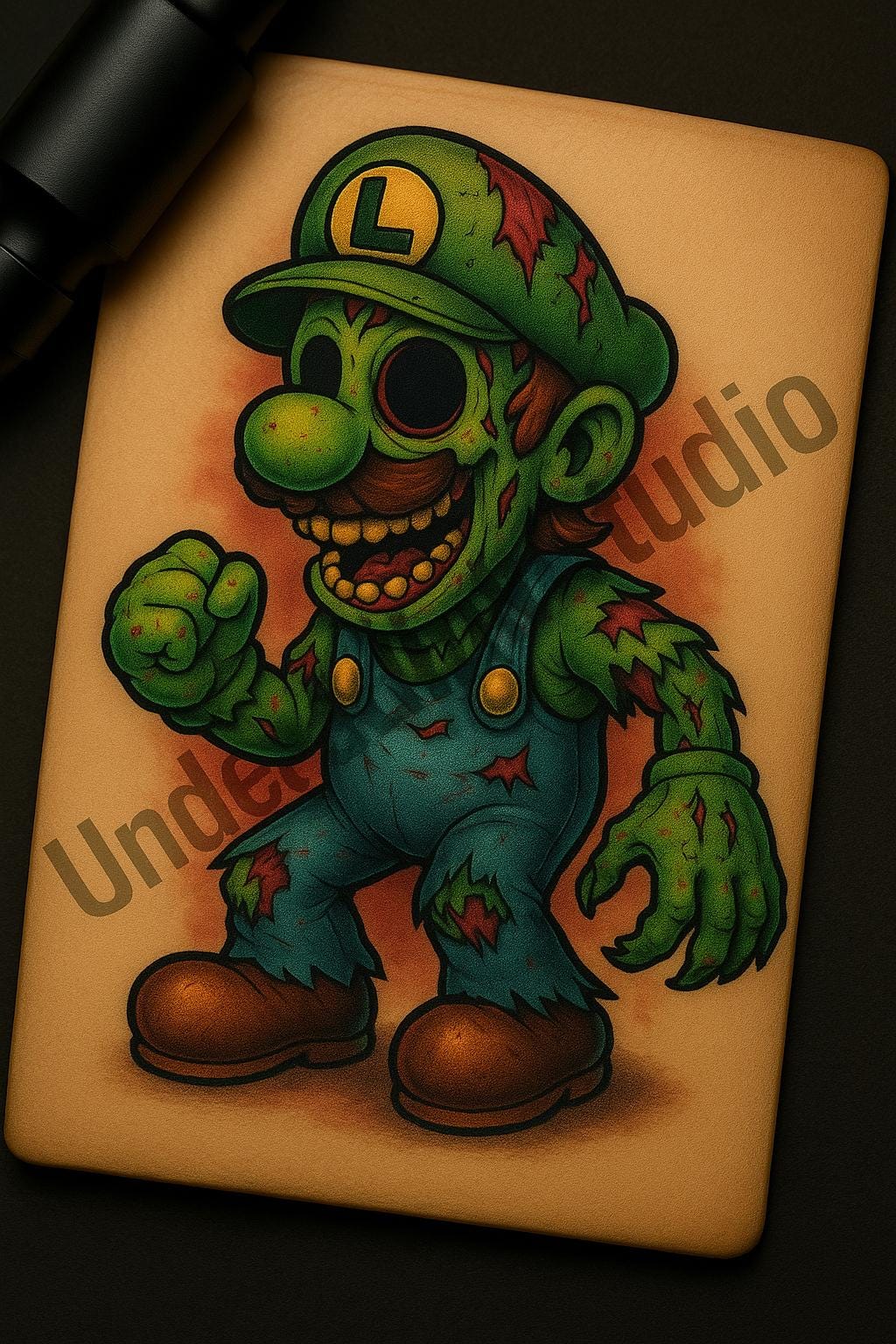 Zombie Luigi Tattoo Stencil – Undead Super Mario Flash Sheet for Tattoo ...